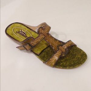 Spring Step | Shoes | Spring Step Olive Leather Double Strap Slide ...